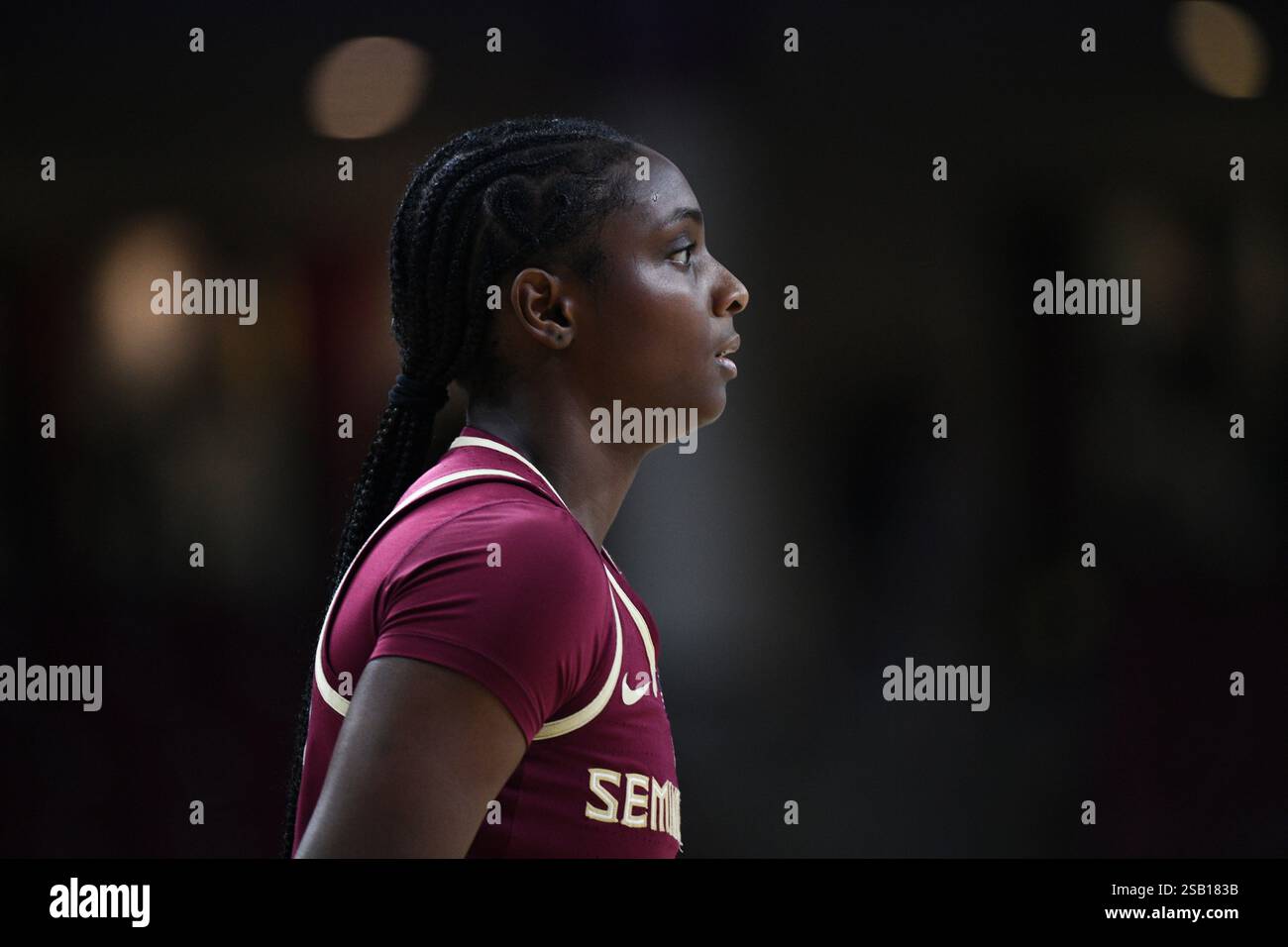 CHESTNUT HILL, MA - JANUARY 30: Florida State Seminoles guard Ta'Niya Latson (00) looks on ...