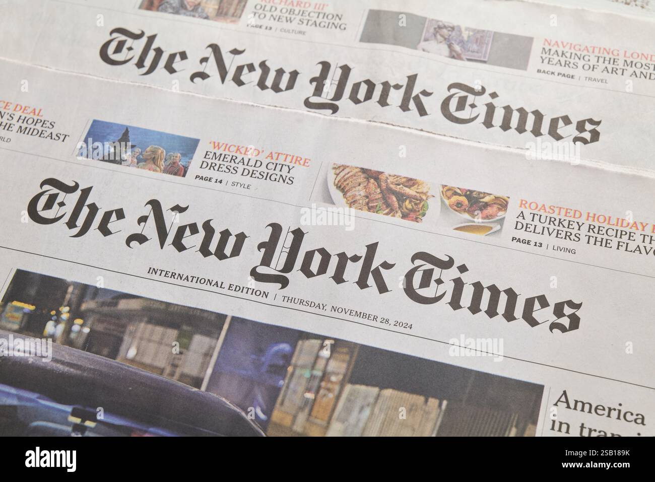 The New York Times International Edition Front Page Stock Photo - Alamy