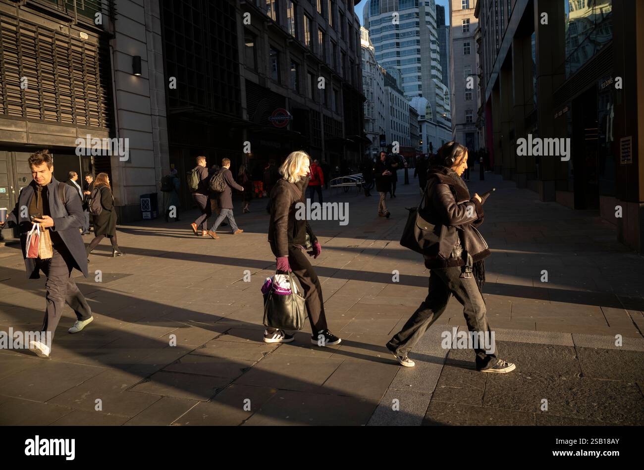 City of London workers at Monument in the early morning for another ...