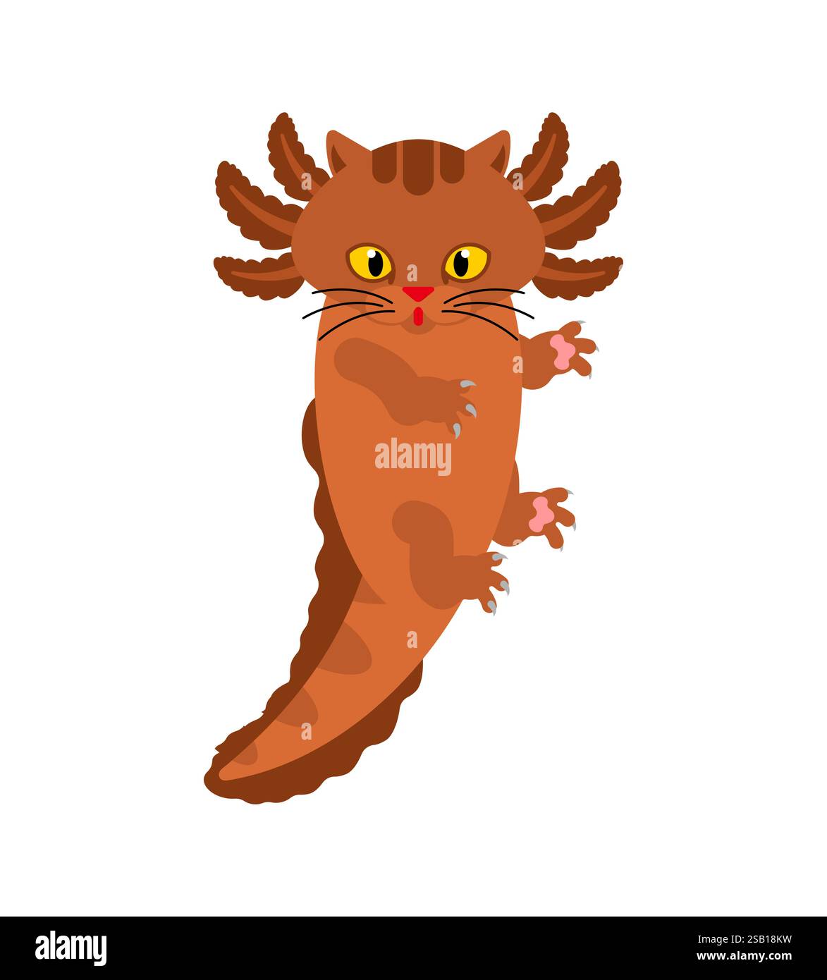 Cat axolotl isolated. Kitten Amphibian Salamander Stock Vector Image ...