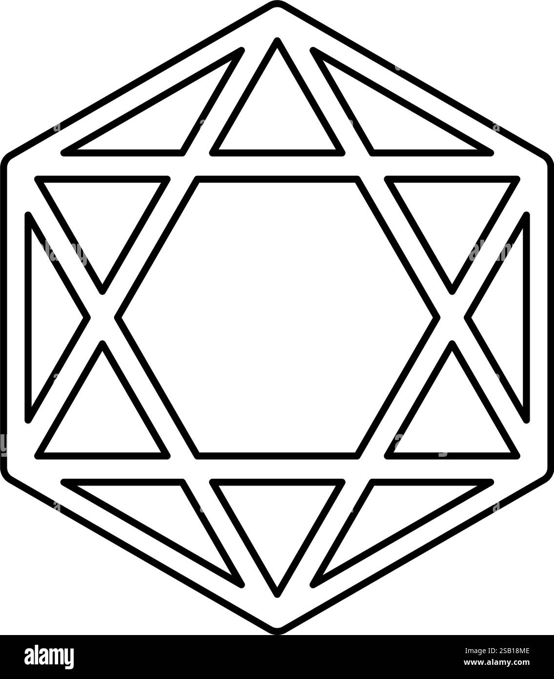 Octagedron icosahedron sacred geometry symbol contour outline line icon ...
