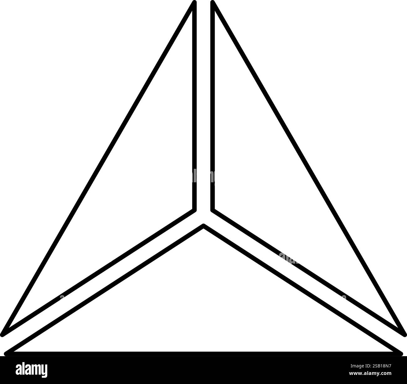 Pyramid shape triangle view from above Sacred geometry contour outline ...