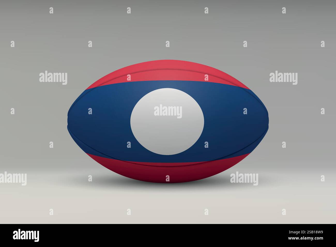 Laos rugby ball featuring the national flag design on a gray background ...
