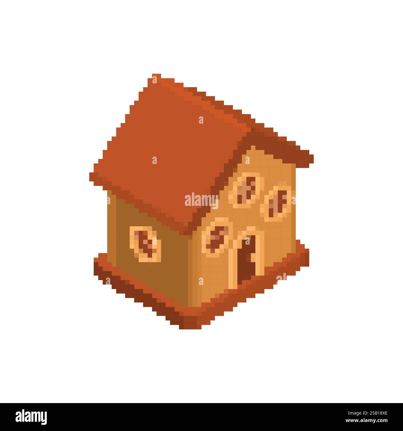 Gingerbread House pixel art. 8 bit Cookie House. pixelated Edible ...