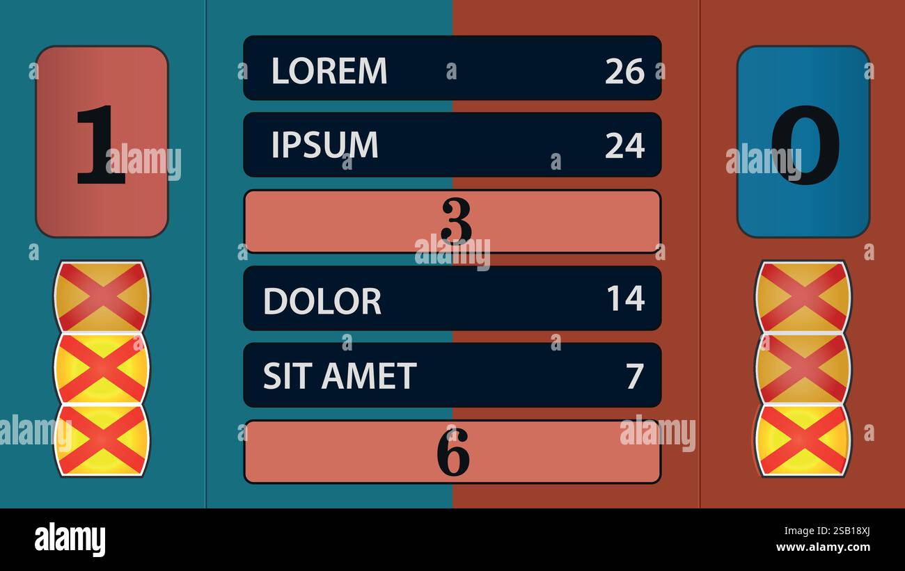 Interactive game show board featuring team scores, strikes, and point ...