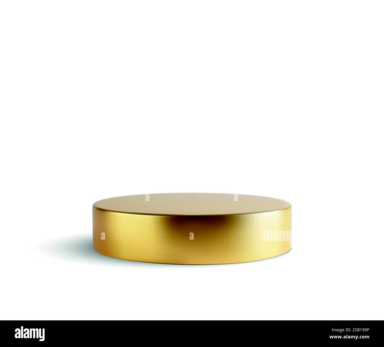 A sleek, golden circular platform with a reflective surface placed on a ...