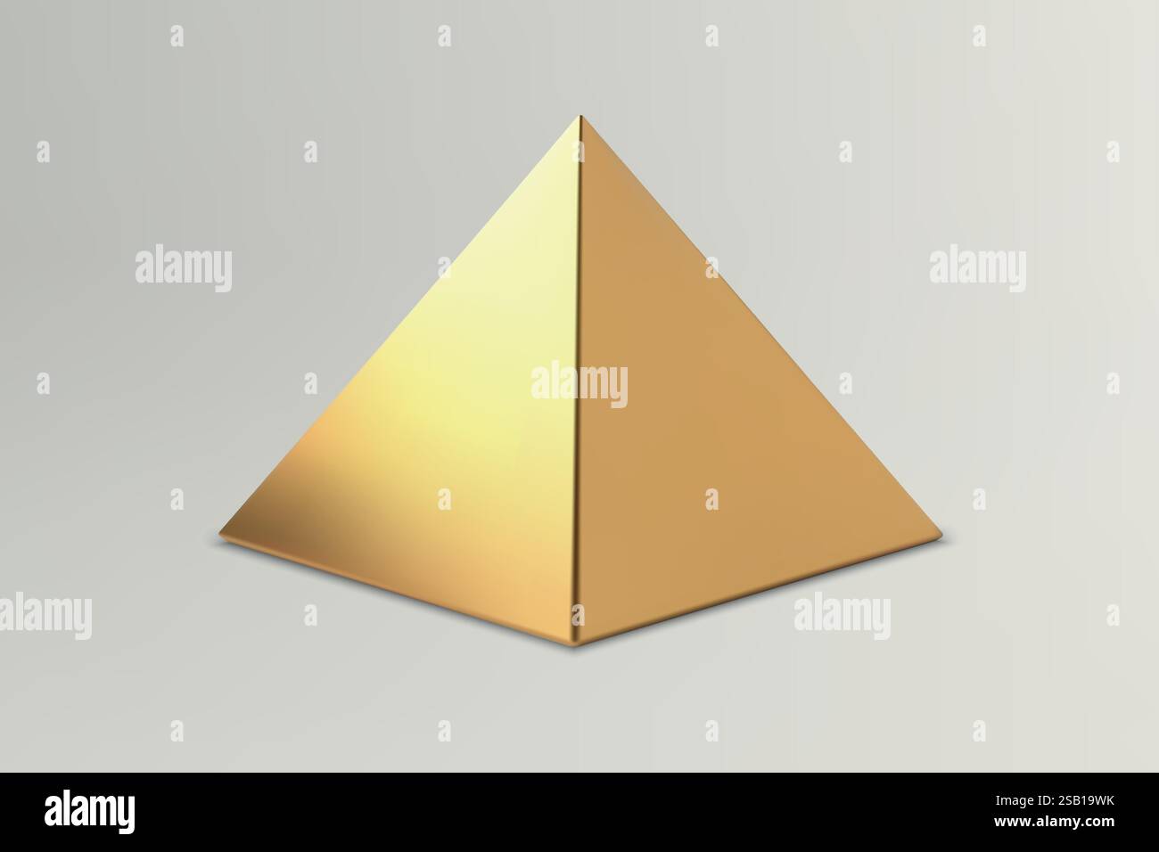 A sleek, reflective golden pyramid with smooth surfaces, placed against ...