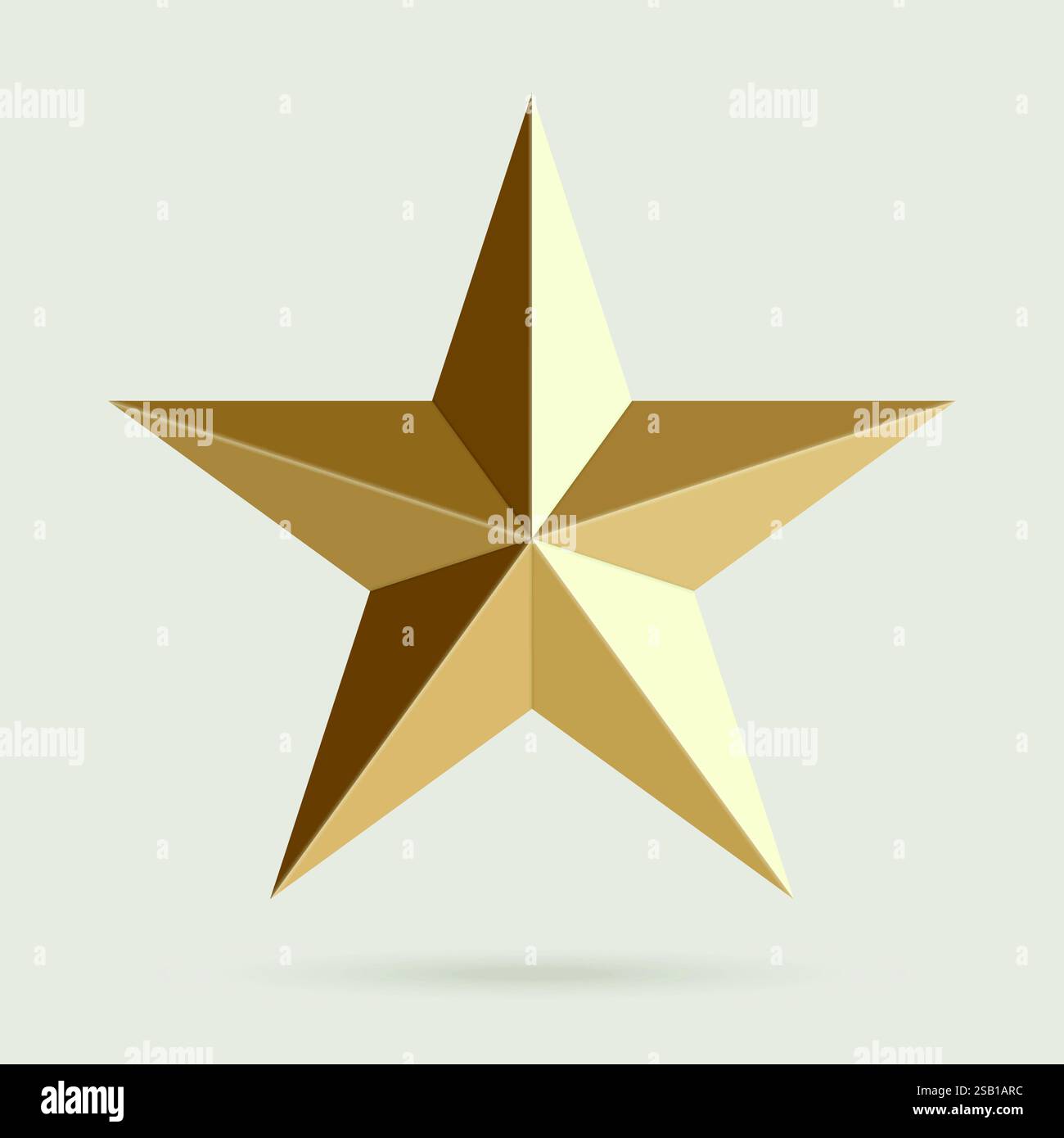 Elegant gold geometric star with sharp edges and a soft shadow on a ...