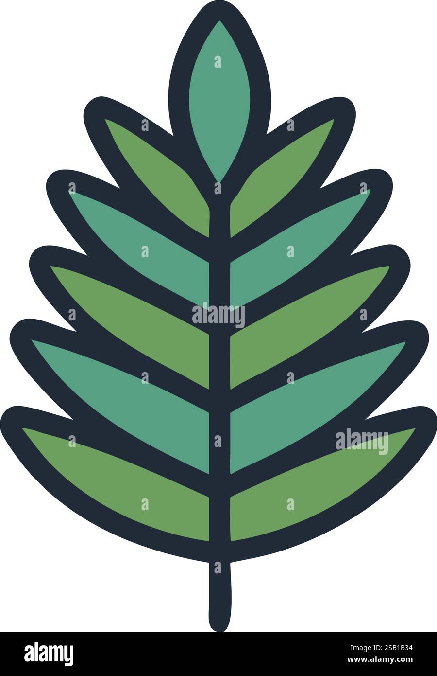 Tropical green fern leaf rainforest plant illustration Stock Vector ...