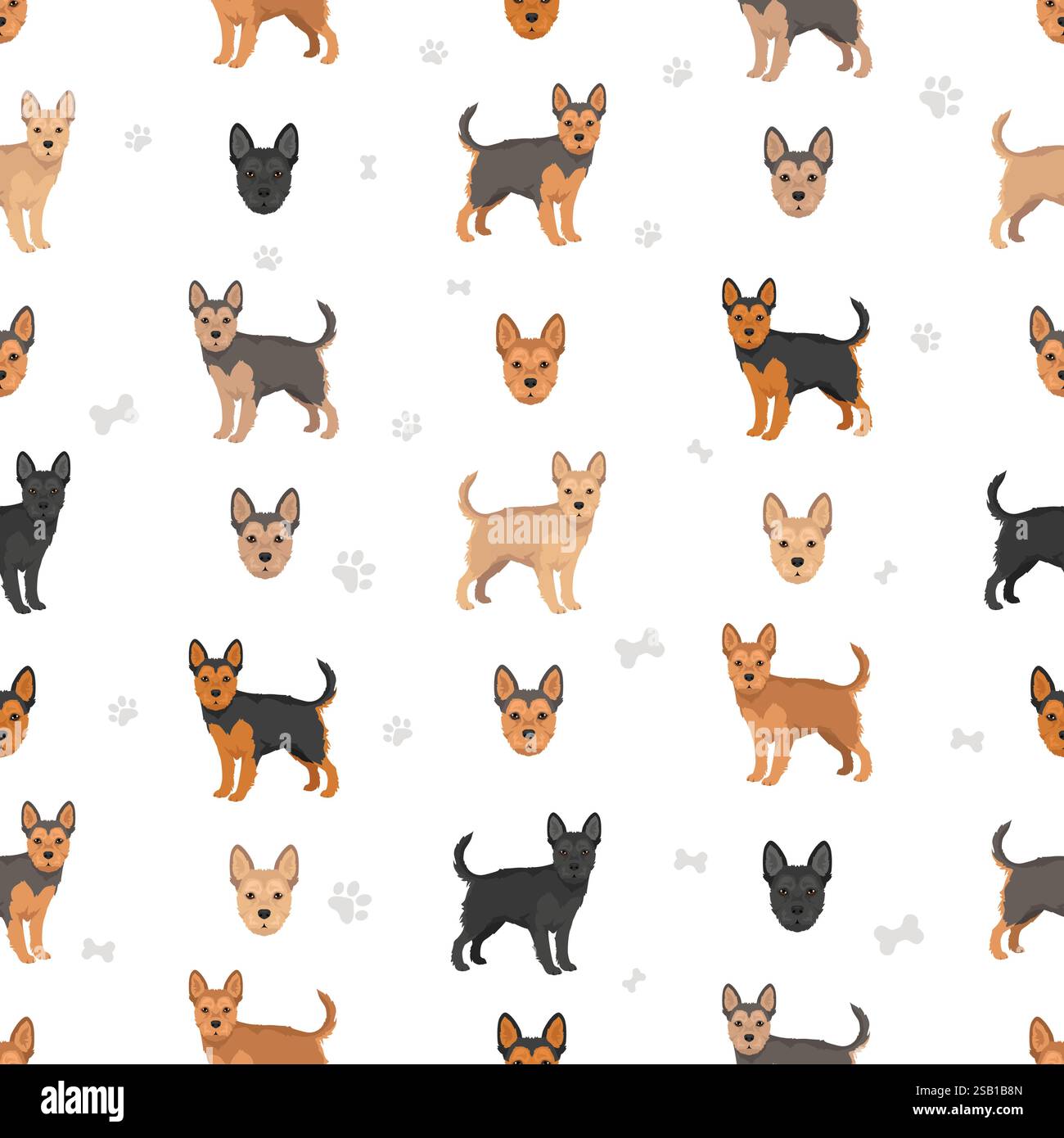 Frorkie seamless pattern. French Bulldog - Yorkshire Terrier mix. All ...