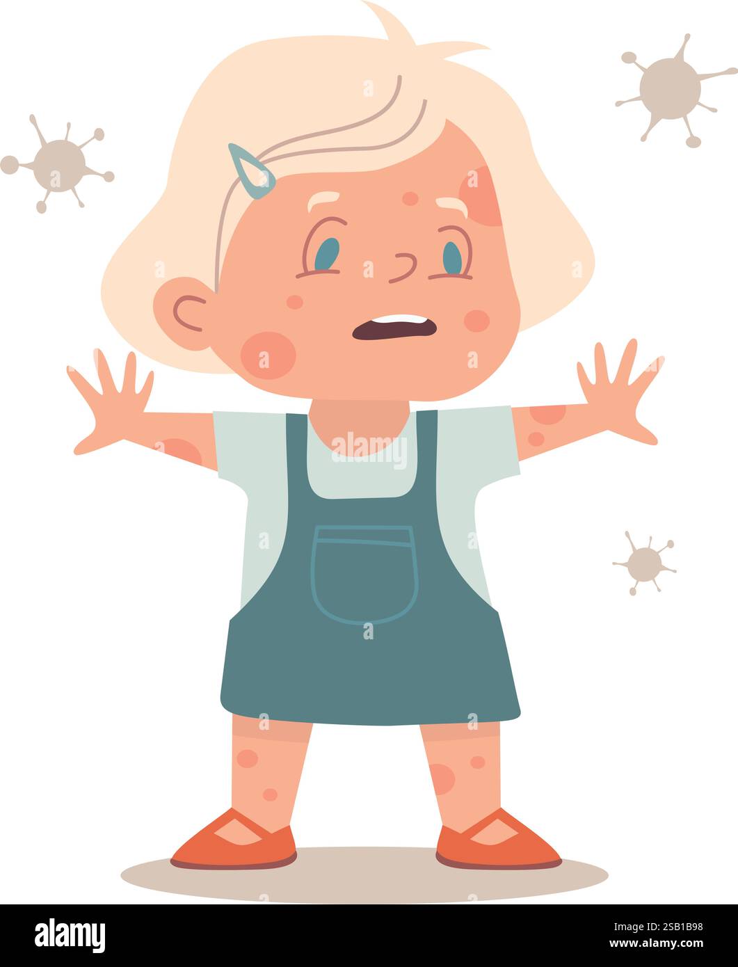 Diseases that spread in kindergartens. Girl in daycare suffering from ...