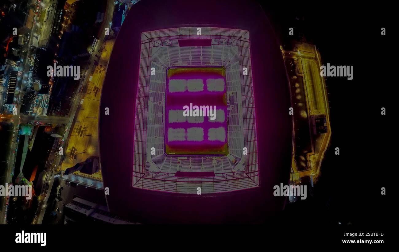 An aerial view of the Everton Stadium at Bramley-Moore Dock in ...