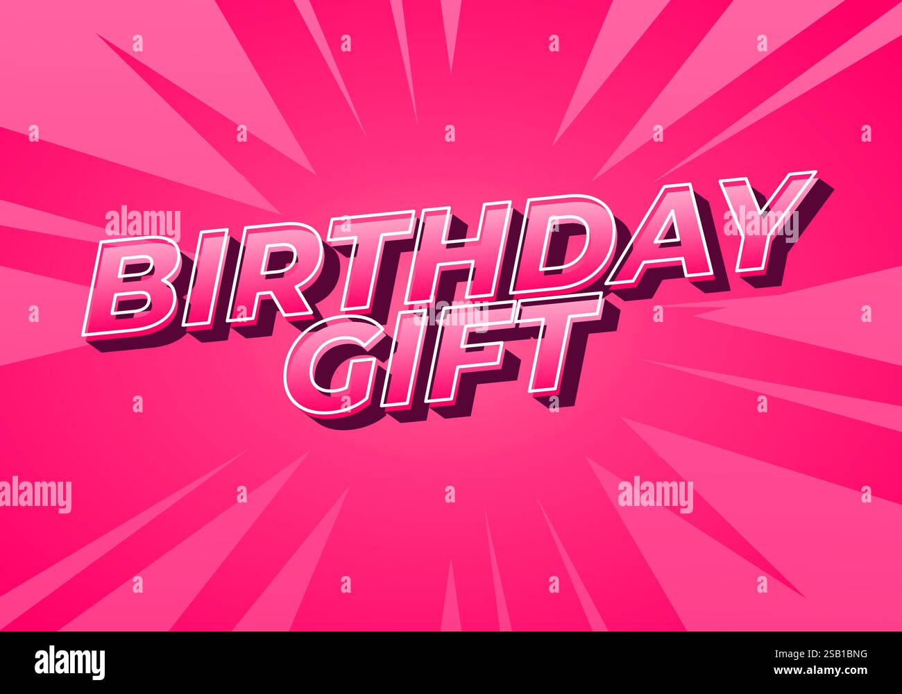 Birthday gift. Text effect design with bold colors, for social media ...