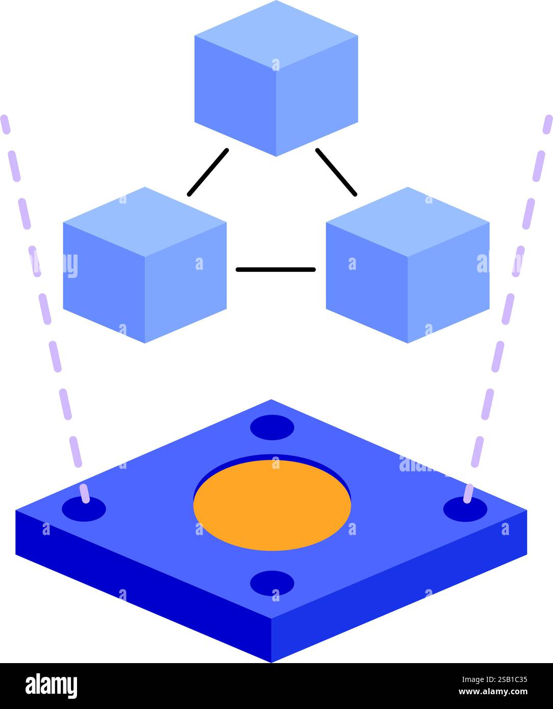 Quantum computing blockchain data processing illustration Stock Vector ...