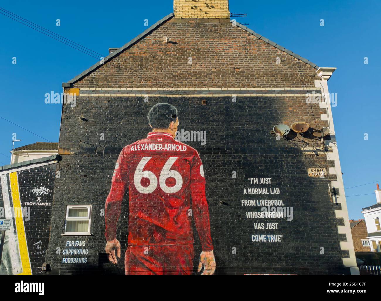 The mural of Trent Alexander-Arnold on a house near Anfield in ...