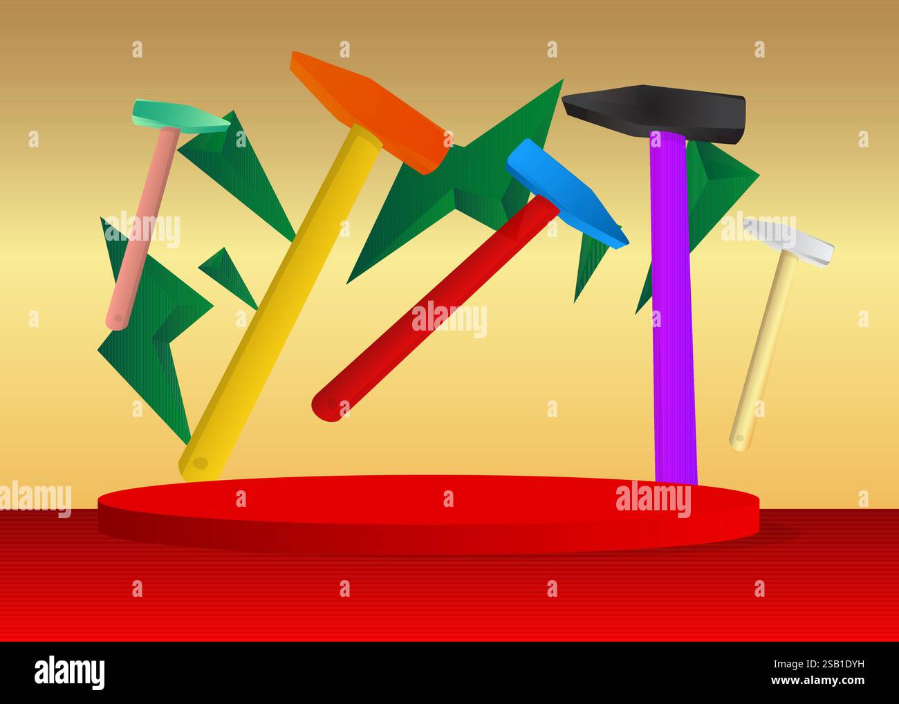 Mockup product display with Hammer. Vector cylinder pedestal podium ...