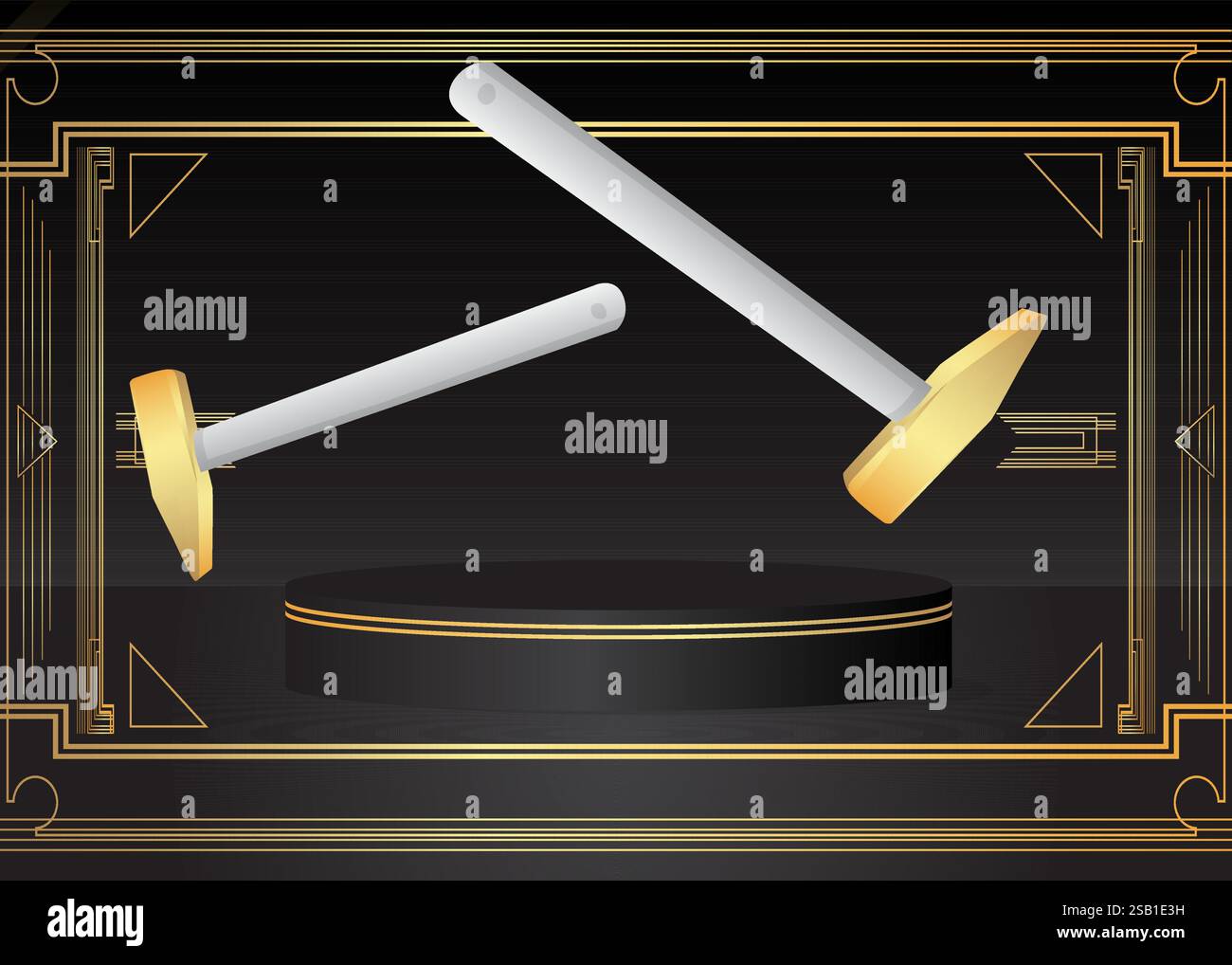 Mockup product display with Hammer. Vector cylinder pedestal podium ...
