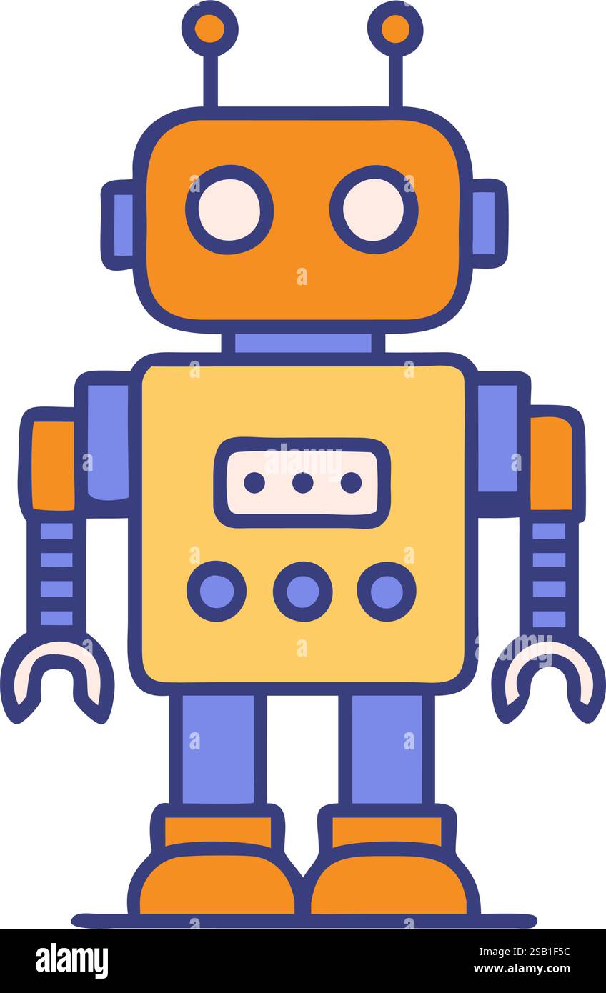 Retro wooden robot toy illustration Stock Vector Image & Art - Alamy
