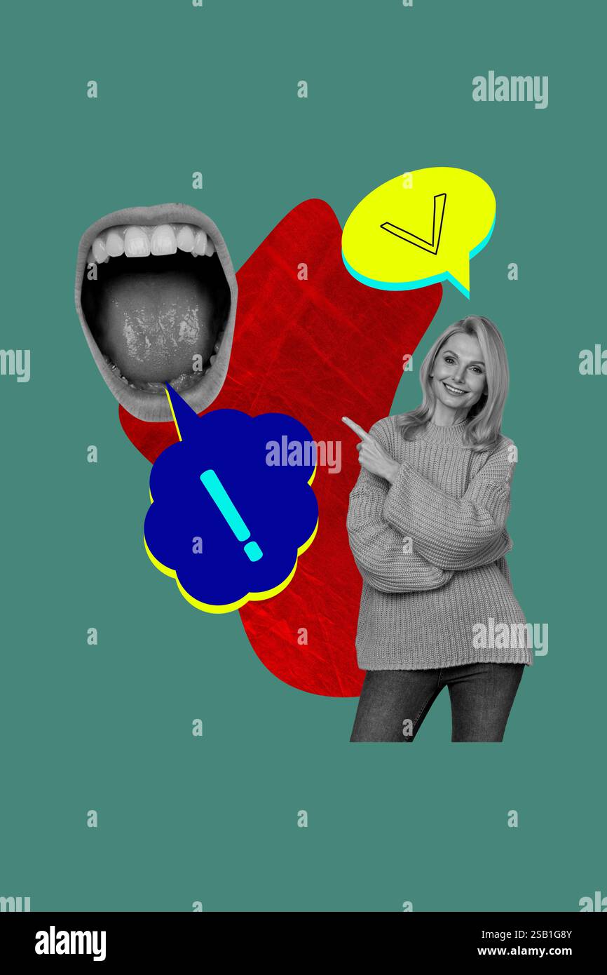 Trend artwork template design 3D collage sketch of middle age woman ...