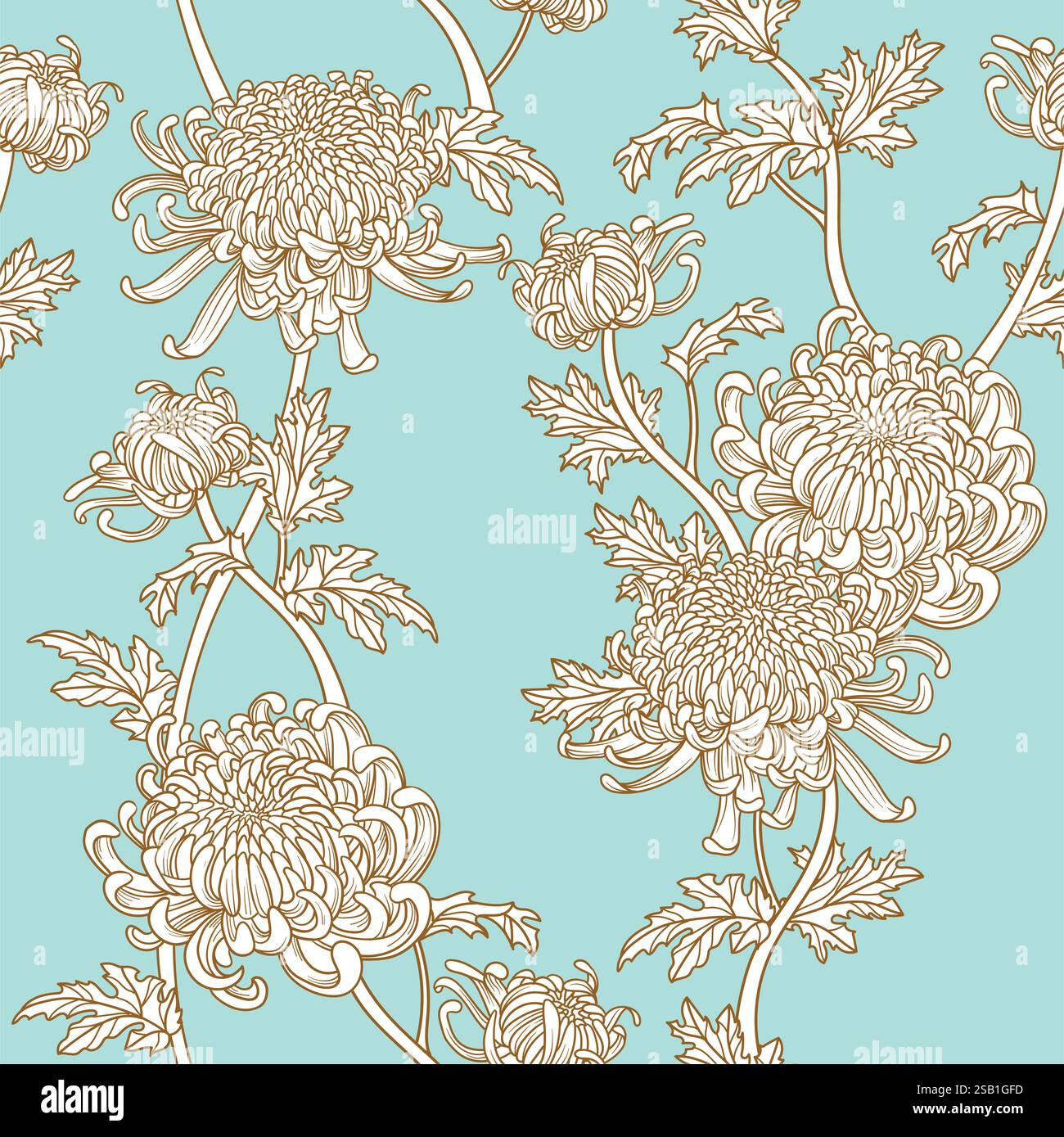 Japanese flower chrysanthemum. Outline drawing ink style. Illustration ...