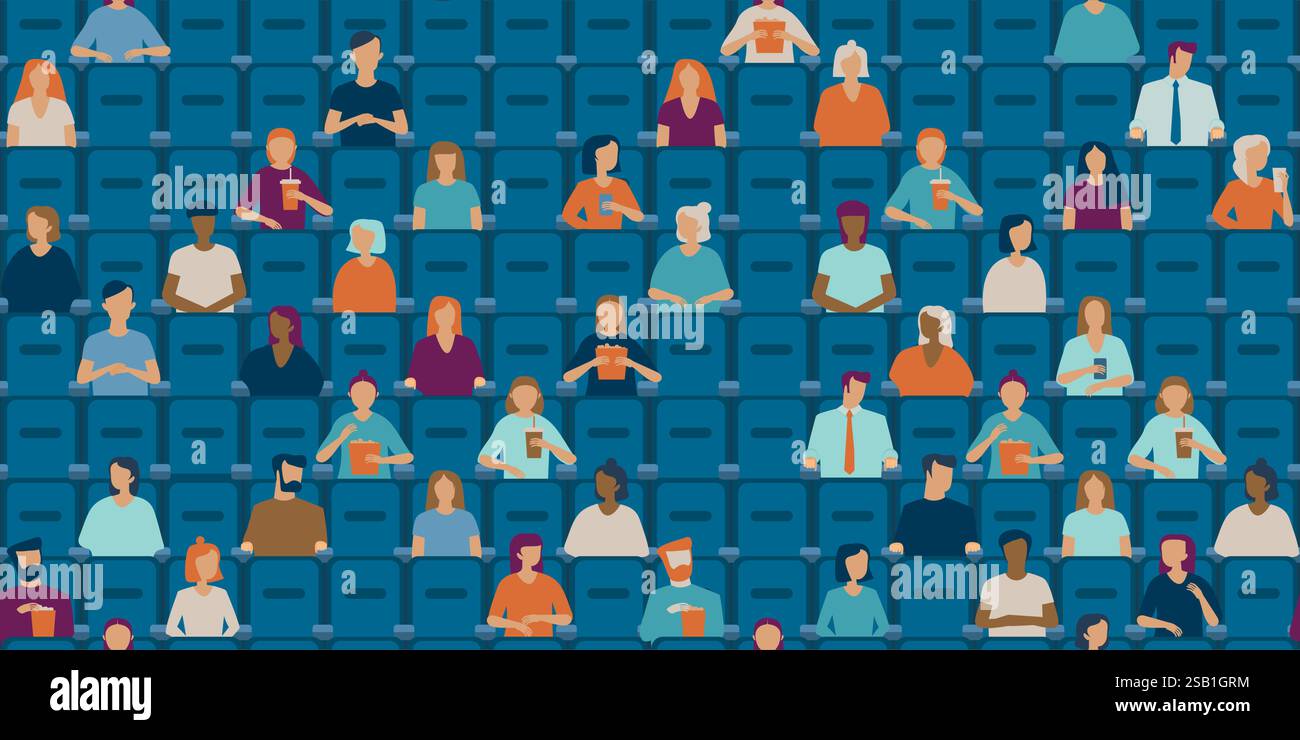 People are watching movie in a half empty cinema hall. Social ...