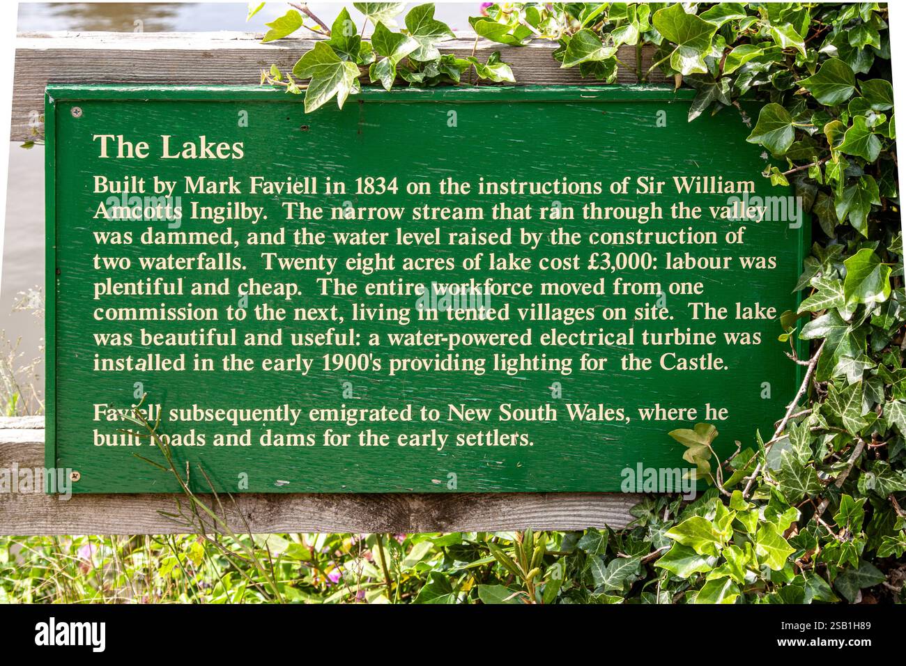 Sign by The Lakes giving a history of their construction in the ...