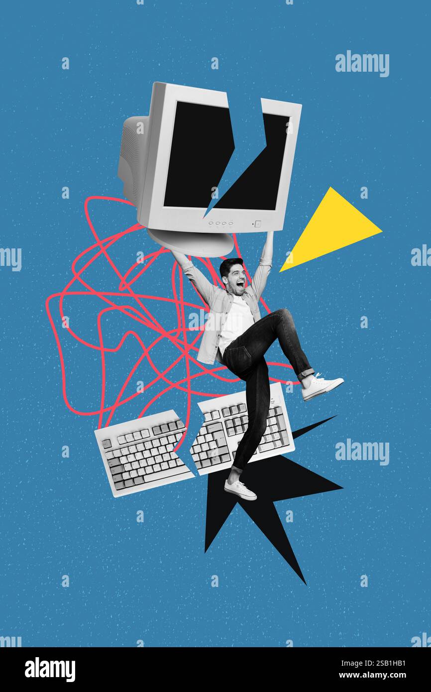 Composite trend artwork sketch image photo collage of office worker ...