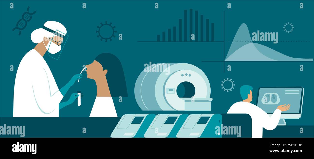 Coronavirus COVID-19 diagnostics. Doctor making nasal swab test ...