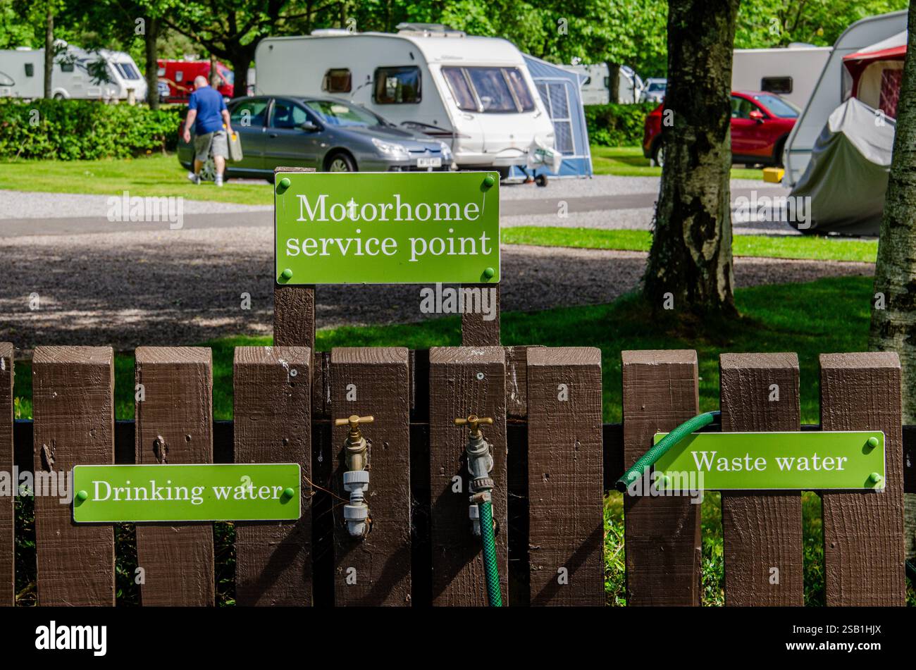 Motorhome service point in summer sunshine at Stover Caravan ...