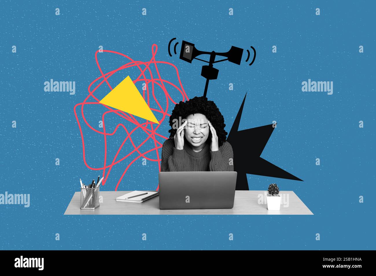 Composite trend artwork sketch image photo collage of office worker ...