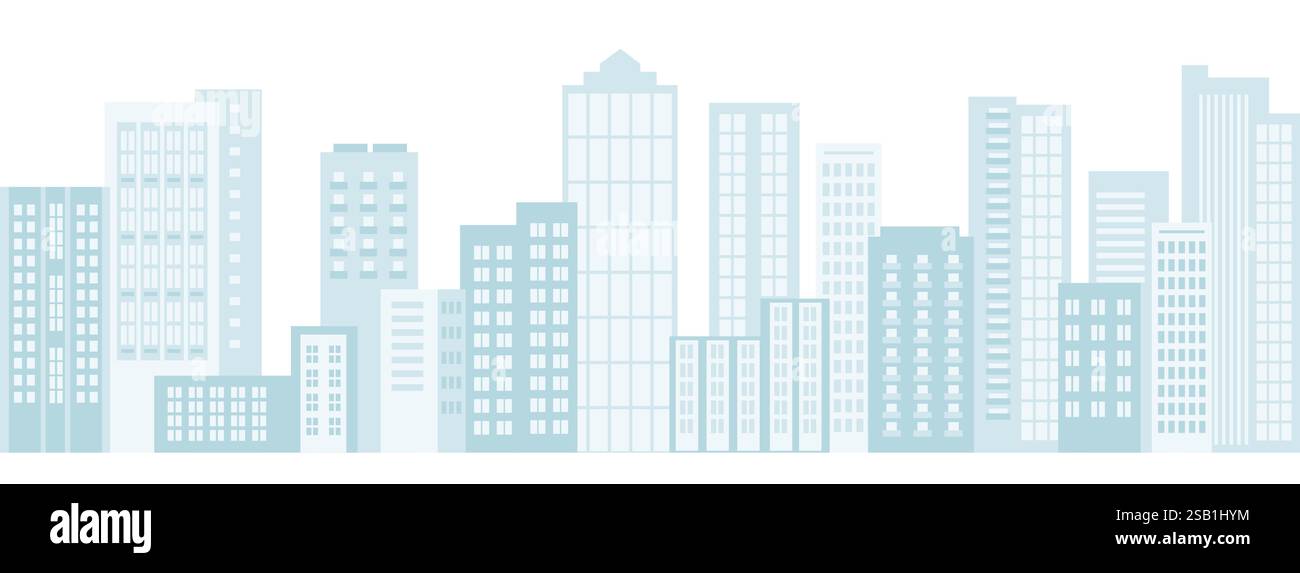 Cityscape seamless border. City buildings, urban landscape background ...