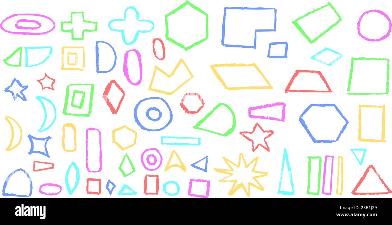 Set of basic geometric shapes. Circle, square, rectangle, triangle and ...