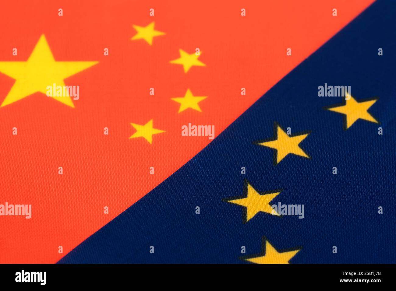 Flag China and European Union. Concept relationship between two ...