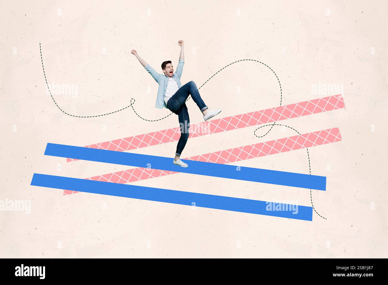 Composite poster trend art collage of excited businessman receive ...