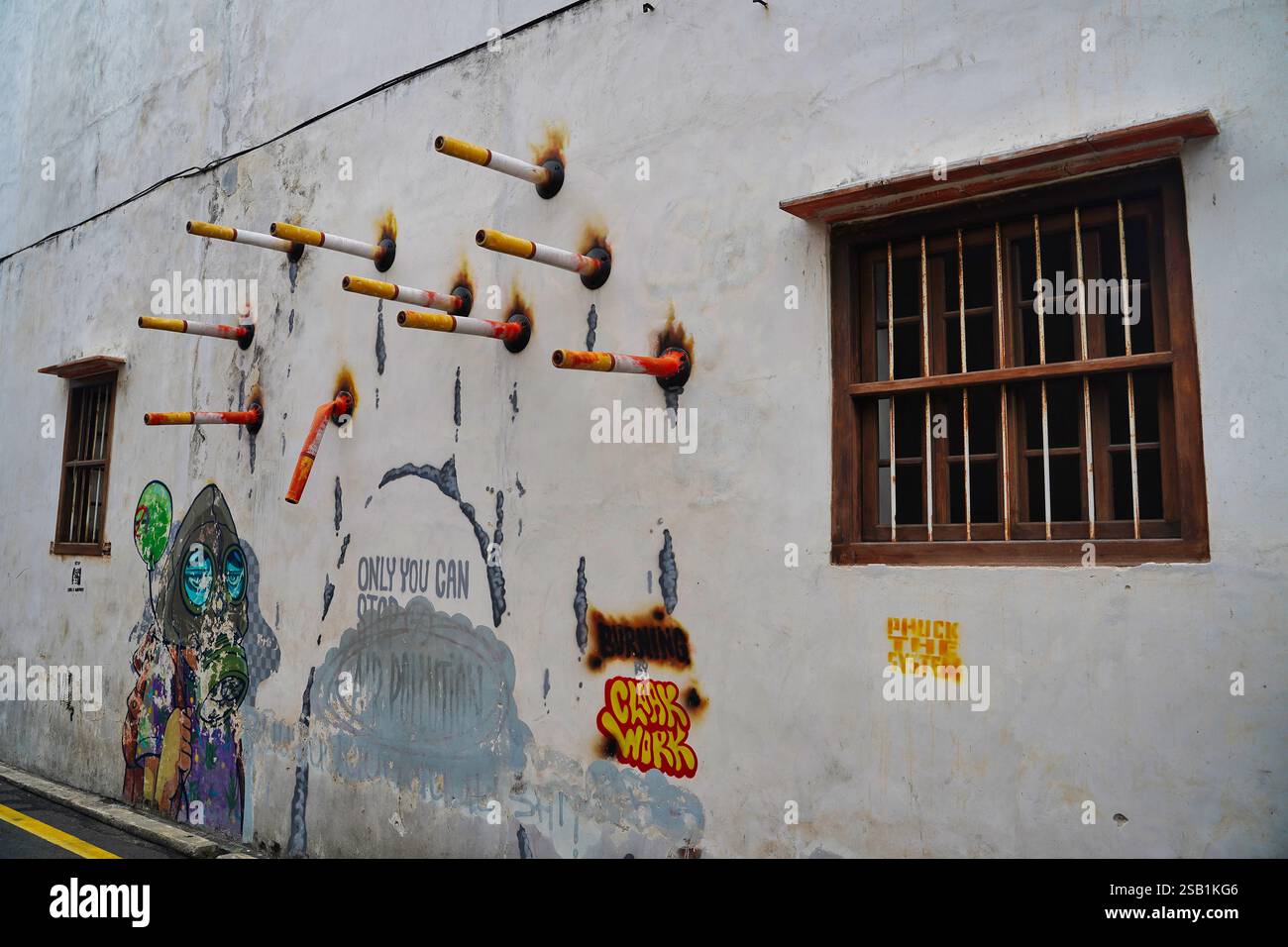 Burning – Only You Can Stop Air Pollution street mural on Ah Quee ...