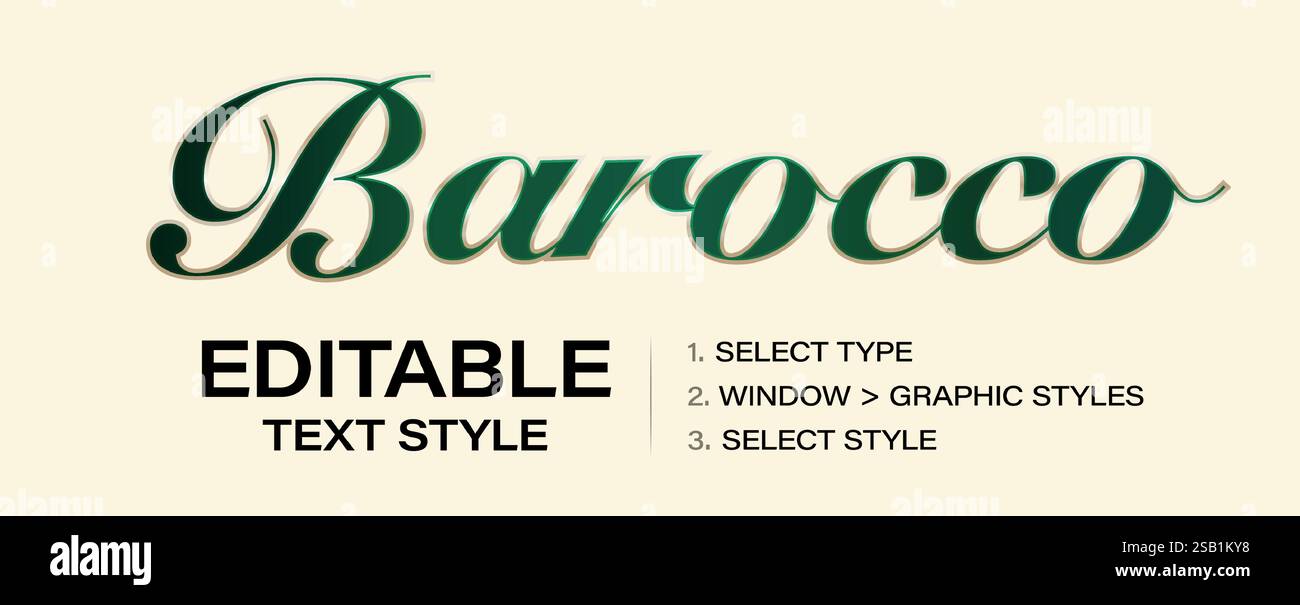 Baroque graphic style template, classic premium editable text effect, green aith gold ...