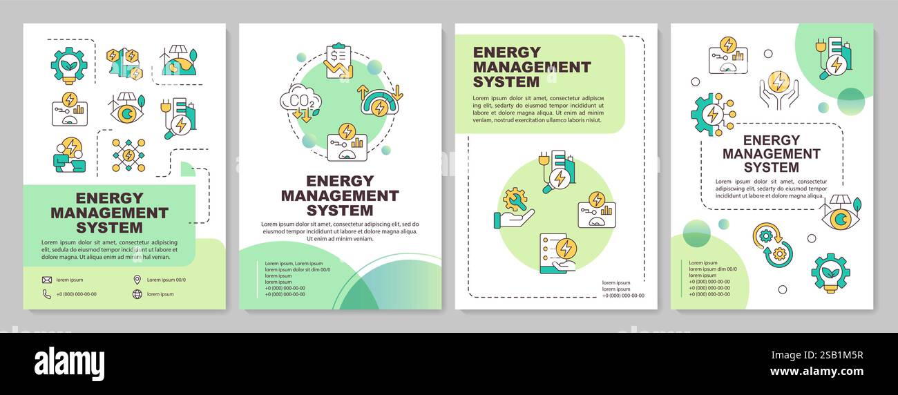 EMS control systems green circle brochure template. Power management ...