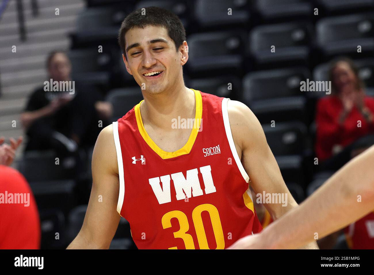 SPARTANBURG, SC - JANUARY 29: VMI Keydets guard Tan Yildizoglu (30 ...