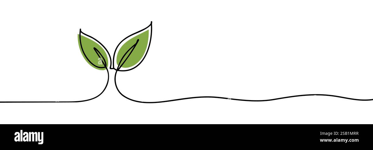 Growing plant, sprout leaves in one continuous line drawing. Creative ...