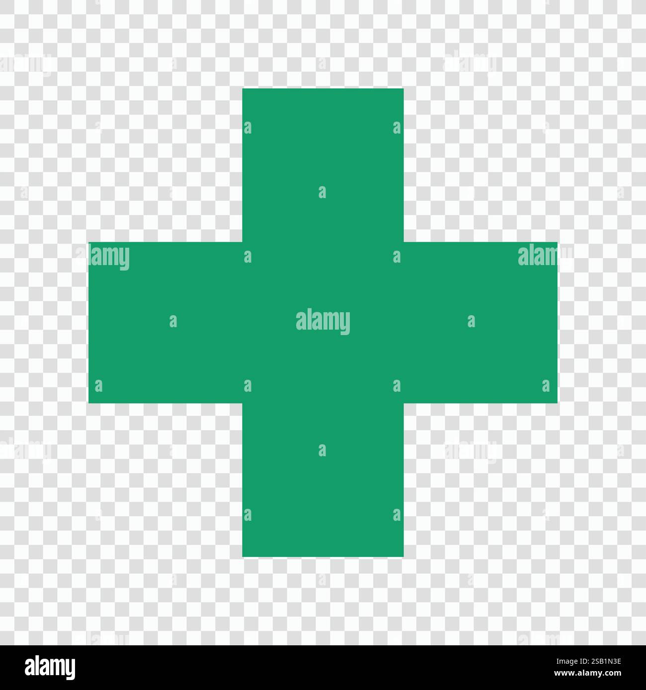 Simple green medical cross symbol representing healthcare, pharmacy ...