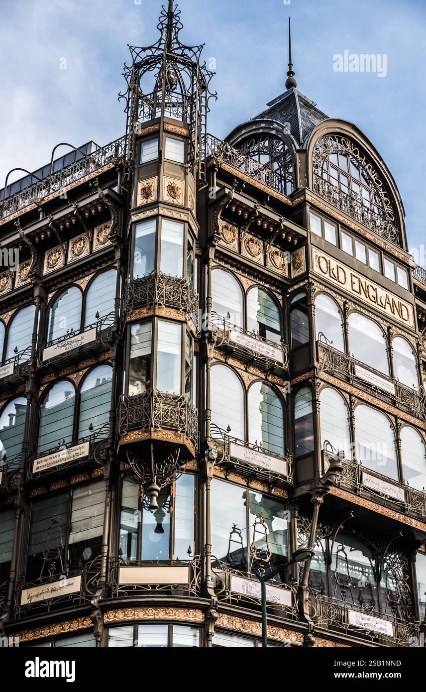 Brussels, Belgium - 12 18 2018 Facade of the Old England warehouse, the ...