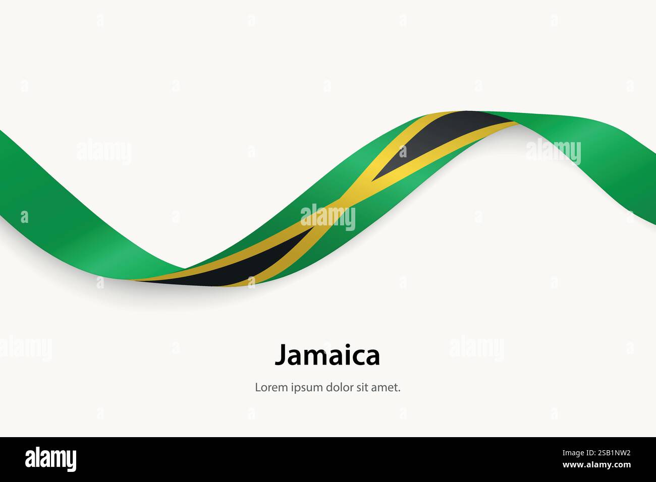 Jamaica flag on Waving ribbon. Template for independence day Stock ...