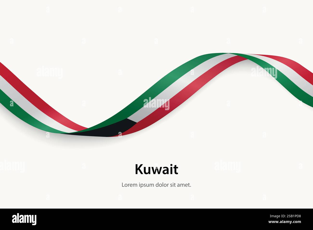 Kuwait flag on Waving ribbon. Template for independence day Stock ...