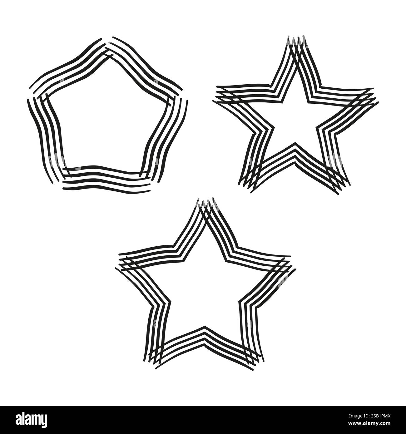 Star and pentagon shapes. Decorative line patterns. Geometric abstract forms. Vector ...