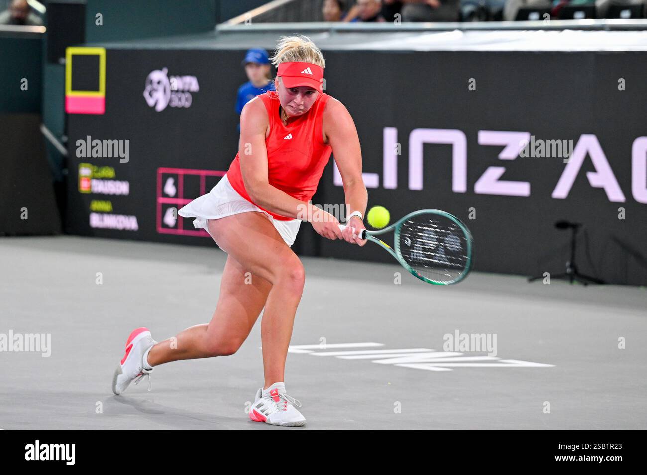 LINZ, AUSTRIA -JANUARY 31: Clara Tauson of Denmark in her match against ...