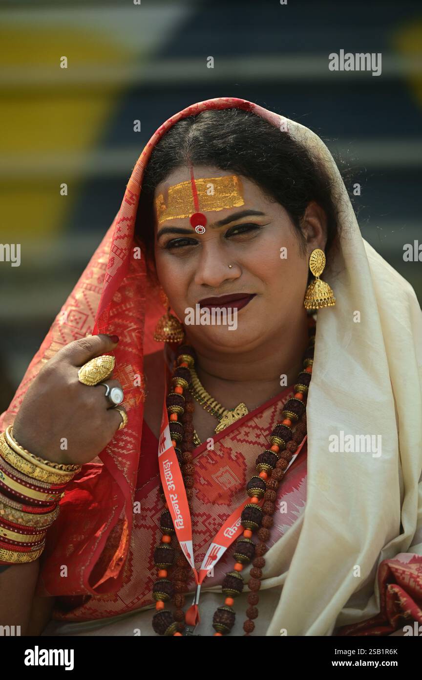 Prayagraj, Uttar Pradesh, India. 31st Jan, 2025. A Kinner Sadhu at his ...
