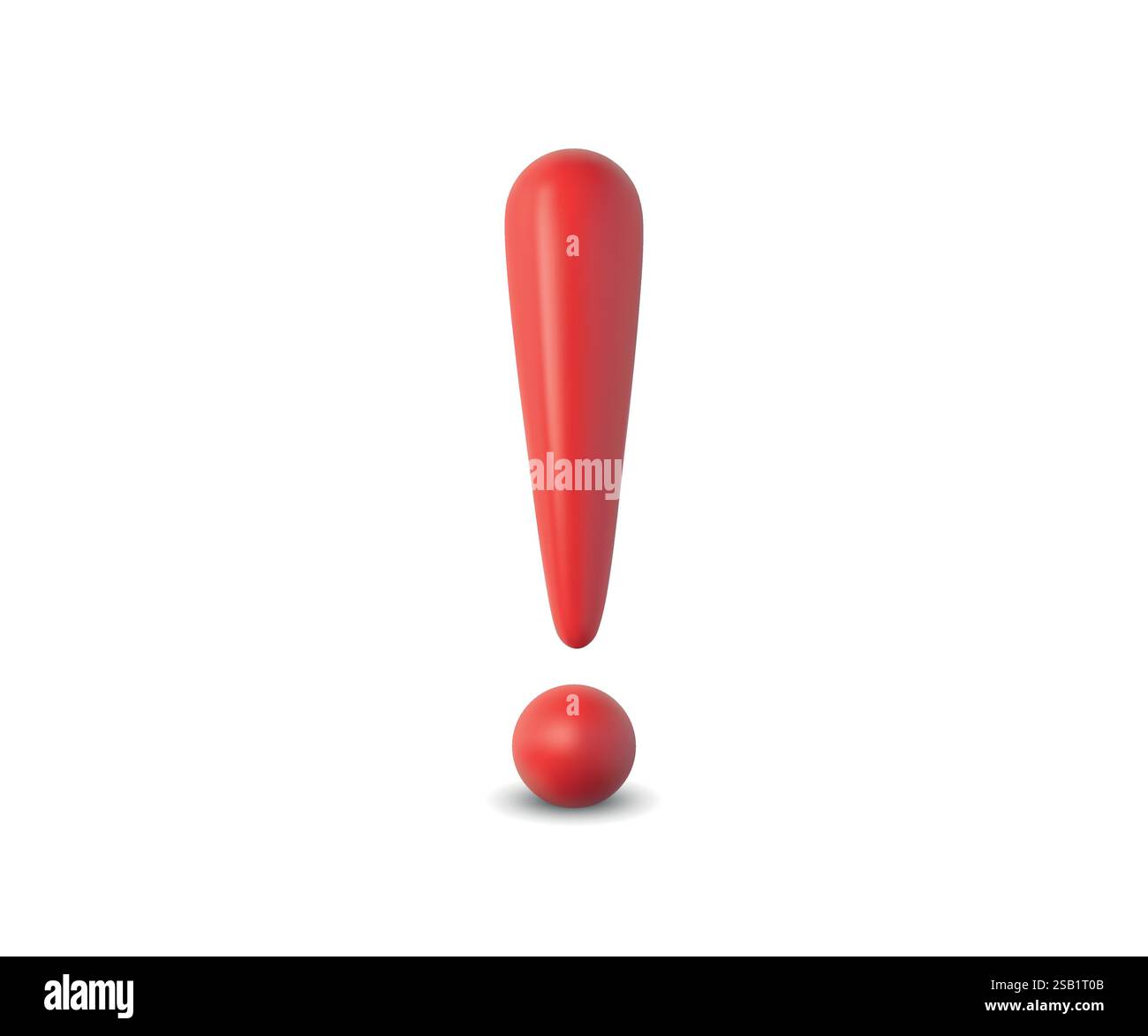 A 3D red exclamation mark with a glossy finish isolated on a white ...