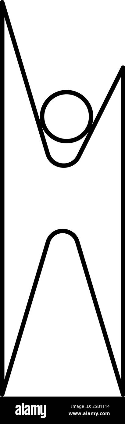 Symbol humanism strong person happy man contour outline line icon black ...