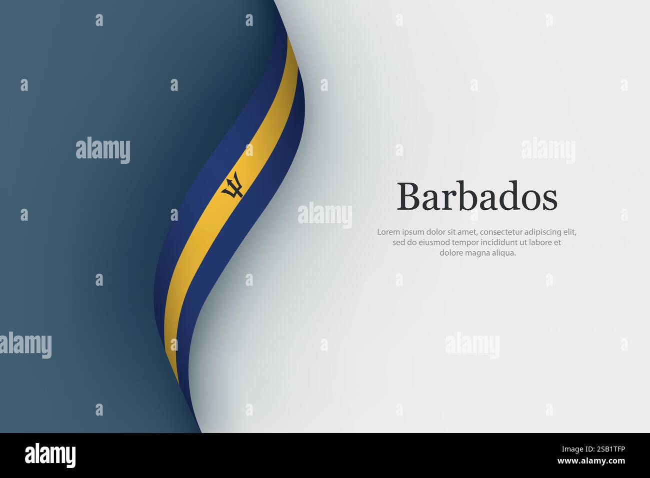 Barbados flag on Waving ribbon. Template for independence day Stock ...