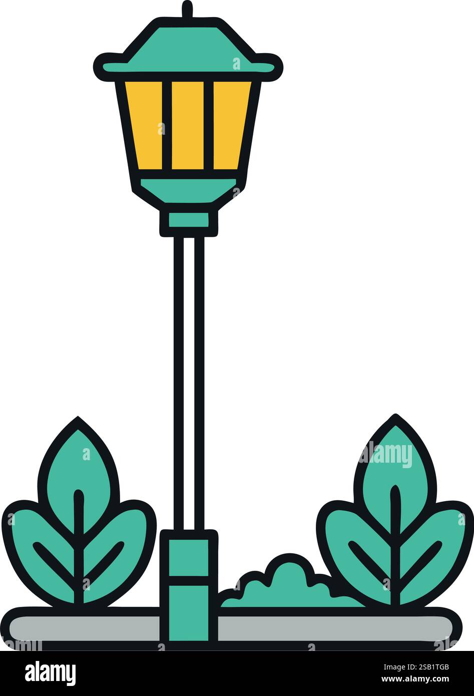 Park street lamp with green plants illustration Stock Vector Image ...